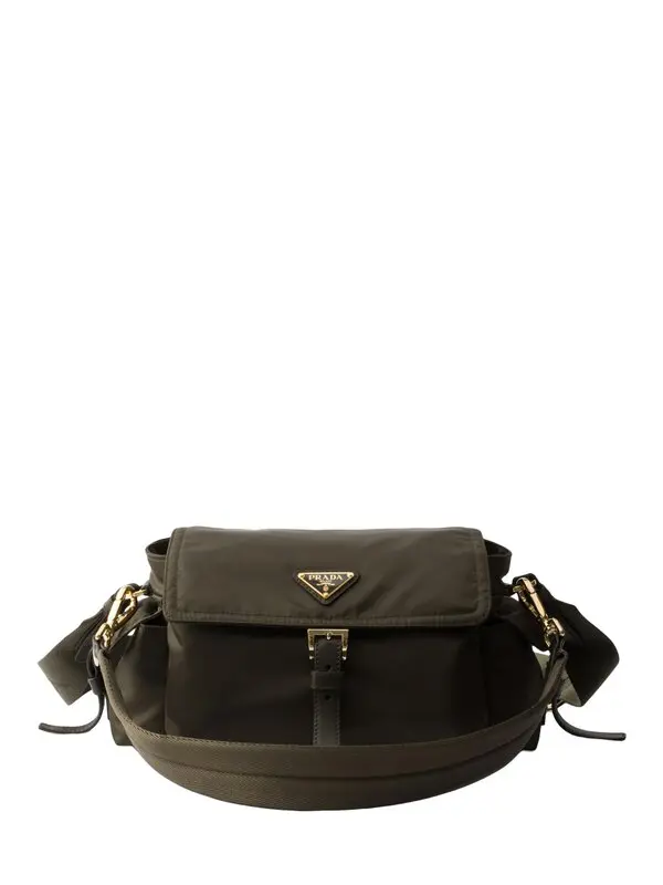 Prada Medium Re-nylon And Leather Shoulder Bag - Green