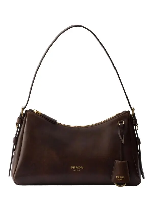 Prada Medium Leather Shoulder Bag - Brown