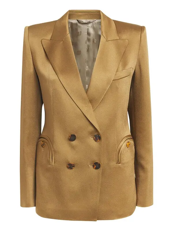 BLAZÉ MILANO Satin Novalis Charmer Double-breasted Blazer - Brown