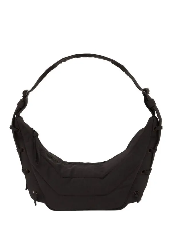 LEMAIRE Small Nylon Shoulder Bag With Lace Detail - Brown