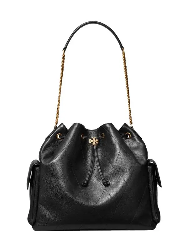 Tory Burch Charlie Large Leather Shoulder Bag - Black