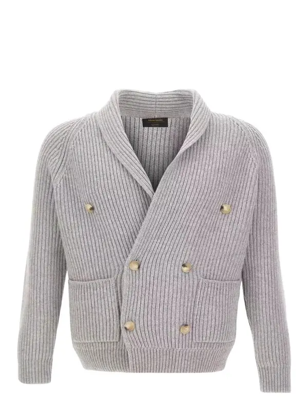 GRAN SASSO Double-breasted Ribbed-knit Cardigan - Grey