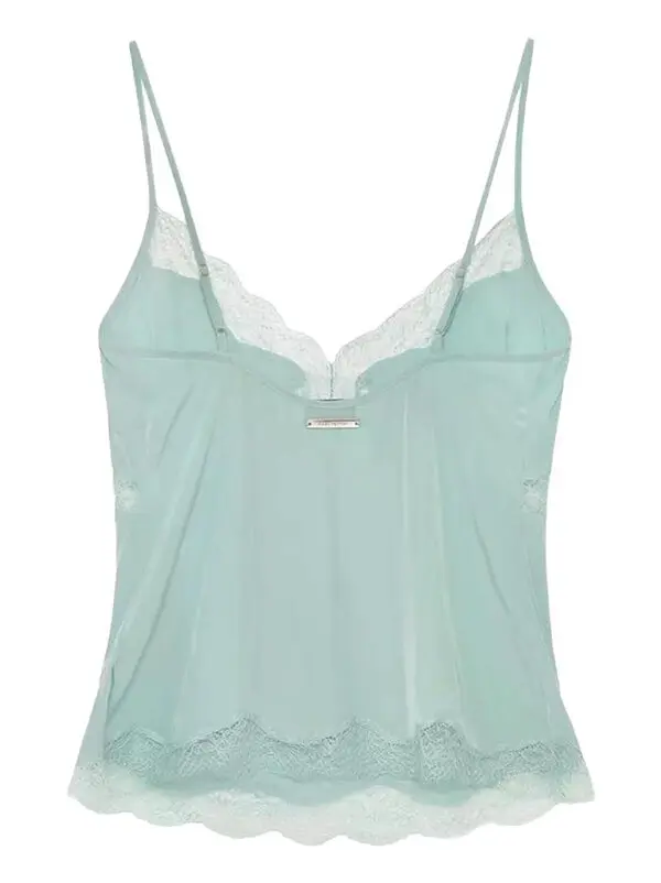 16Arlington Clio Lace-trimmed Satin Top - Green