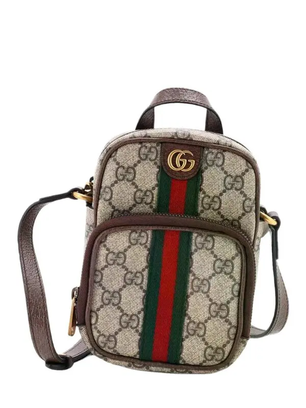 Gucci Ophidia Top Handle Gg Coated Canvas Mini Crossbody Bag - Brown