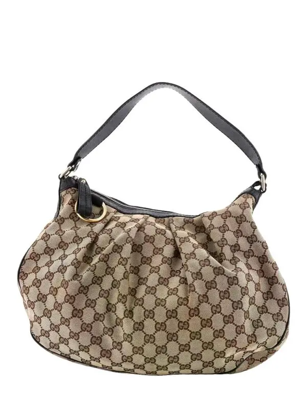 Gucci Monogram Canvas Hobo Bag - Black