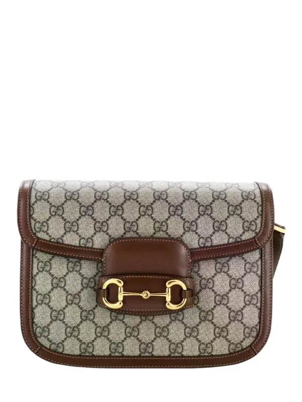 Gucci Horsebit 1955 Shoulder Bag Gg Coated Canvas With Leather - Brown