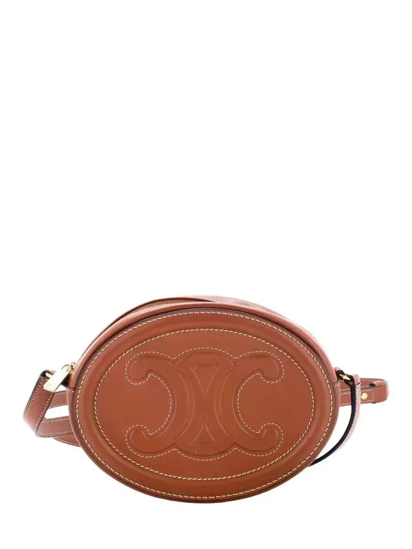 Celine Triomphe Oval Leather Mini Crossbody Bag - Brown