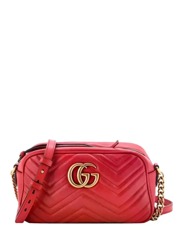 Gucci Matelassé Leather Small Shoulder Bag - Red