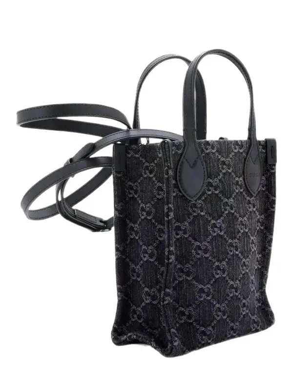Gucci Vertical Gg Denim Mini Tote Bag - Black