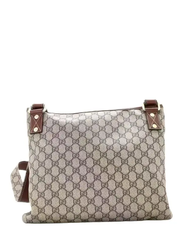 Gucci Web Loop Flat Messenger Gg Coated Canvas Large Crossbody Bag - Brown
