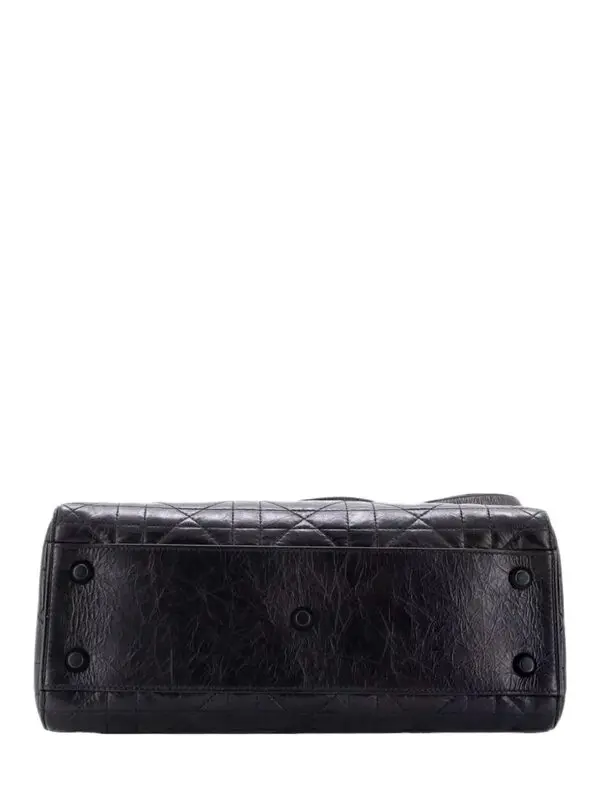 Dior Lady D-sire Bag Macrocannage Crinkled Calfskin Medium Tote Bag - Black