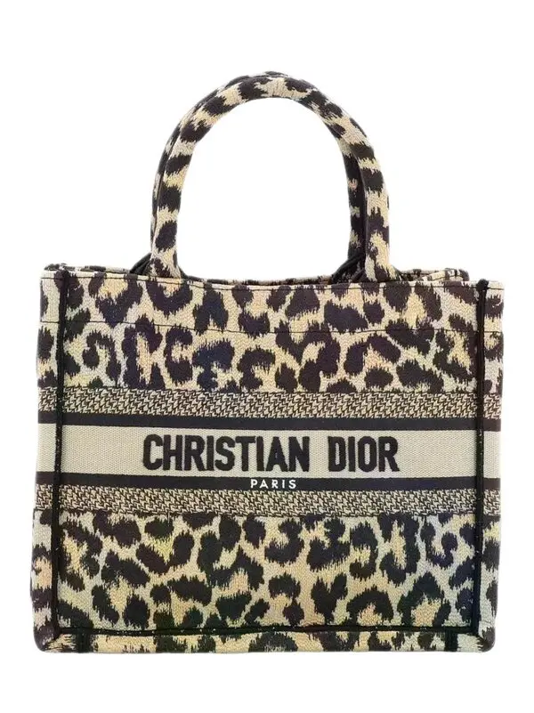 Dior Book Embroidered Canvas Small Tote Bag - Brown