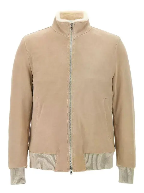 BARBA NAPOLI Rivet Shearling-lined Suede Jacket - Neutrals