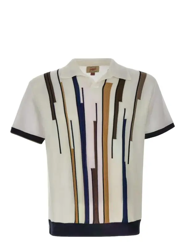 BOB Jacquard-insert Polo-collar T-shirt - White