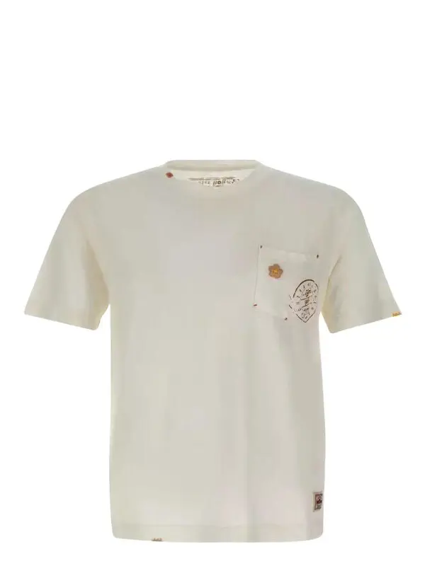 BOB Embroidered-detail Chest-pocket T-shirt - Neutrals