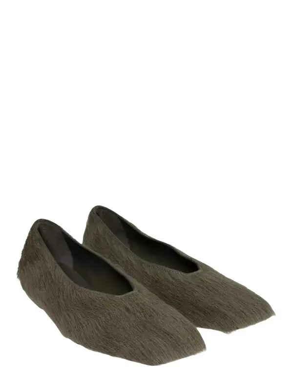 Rick Owens Square-toe Calf-hair Ballet Flats - Grey