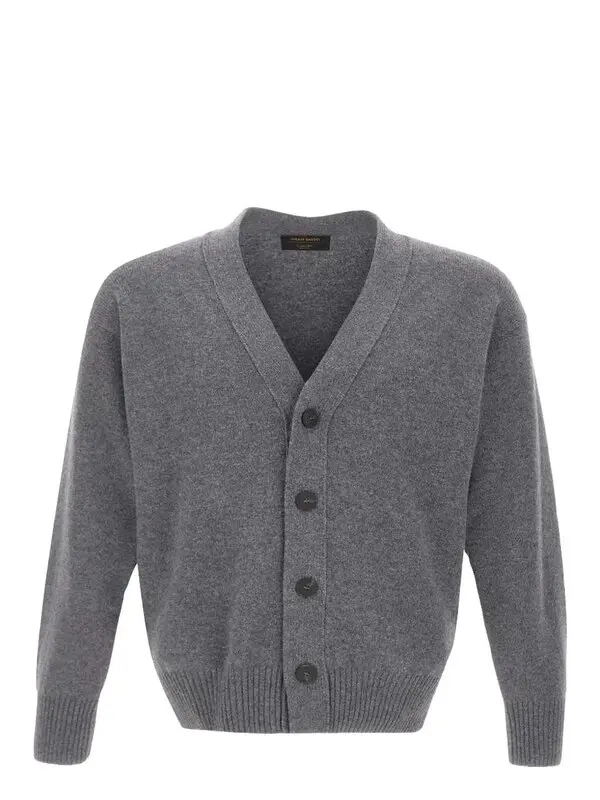 GRAN SASSO Ribbed-trim V-neck Cardigan - Grey