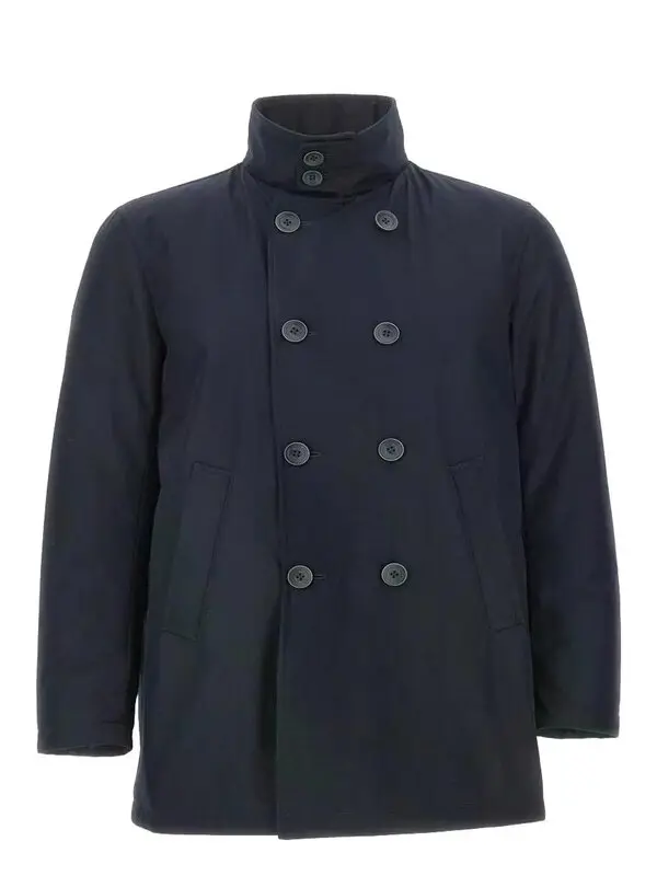Herno Double-breasted High-collar Coat - Blue