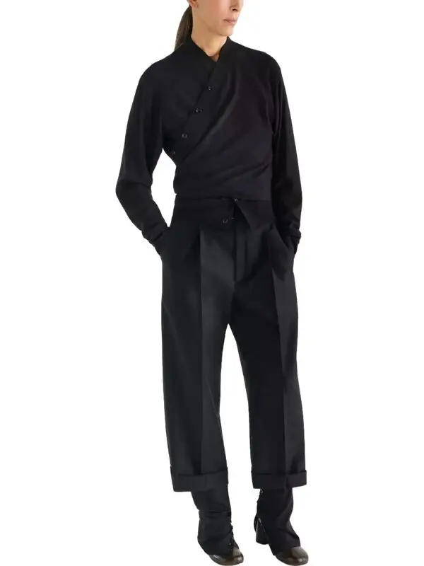 LEMAIRE Trompe-l’œil Merino Wool Blend Cardigan - Black