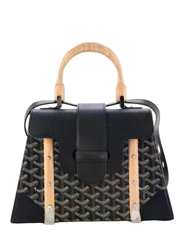 Goyard Saigon Top Handle Bag Coated Canvas And Leather Pm Satchel - Black