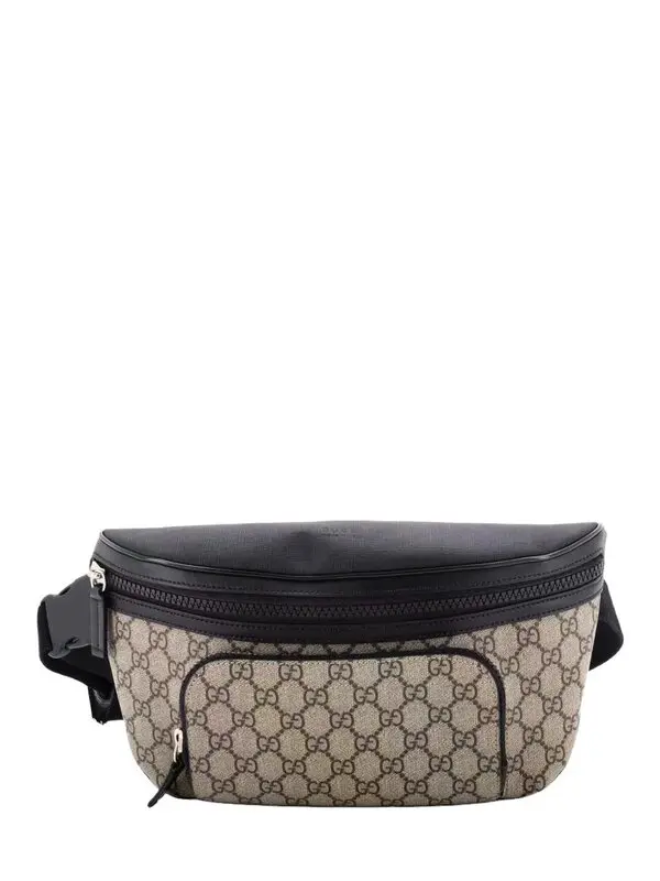 Gucci Gg Coated Canvas With Leather Large Belt Bag - Black