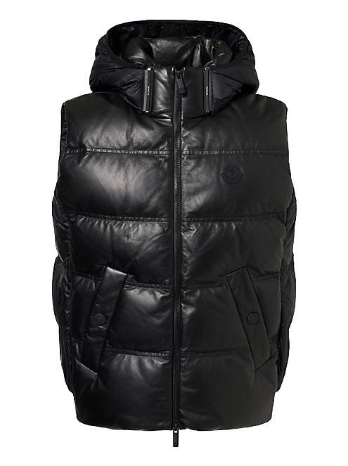 Moncler Impression Hooded Leather Gilet - Black