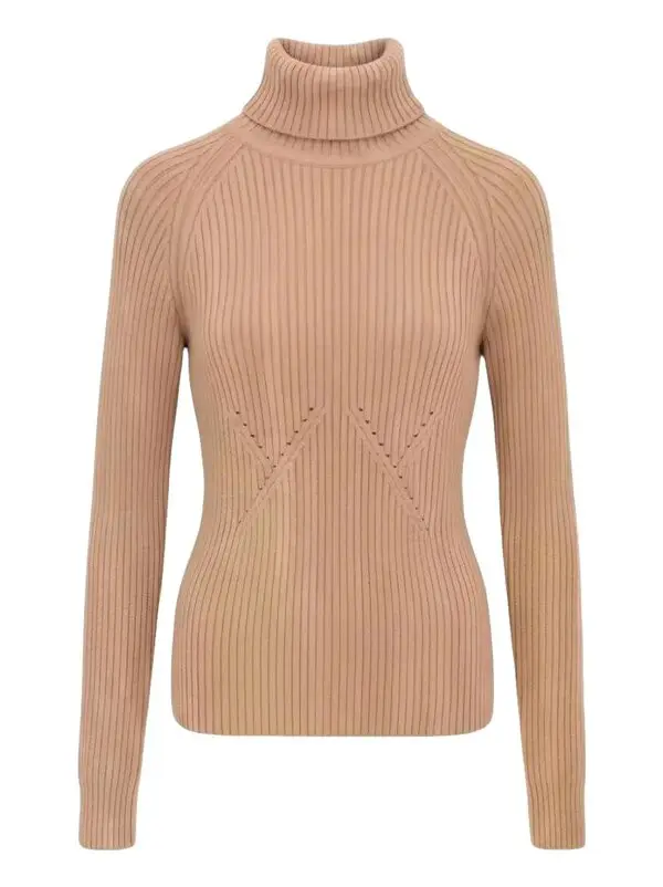 Isaia Ribbed Knit Roll-neck Sweater With Pointelle Detailing - Neutrals