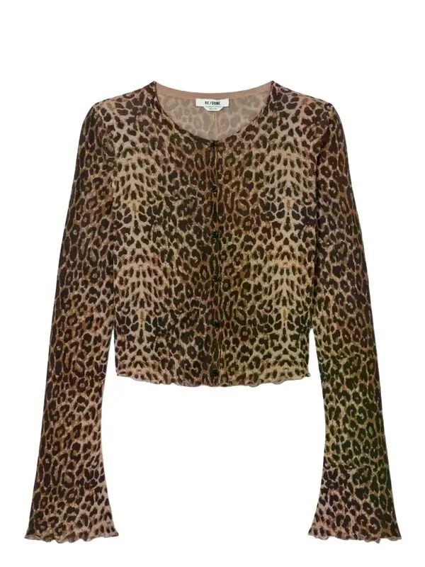 RE/DONE Isabelle Leopard Print Cardigan - Brown