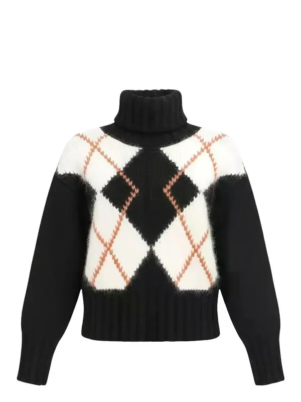 Isaia Argyle-pattern Roll-neck Sweater - Black