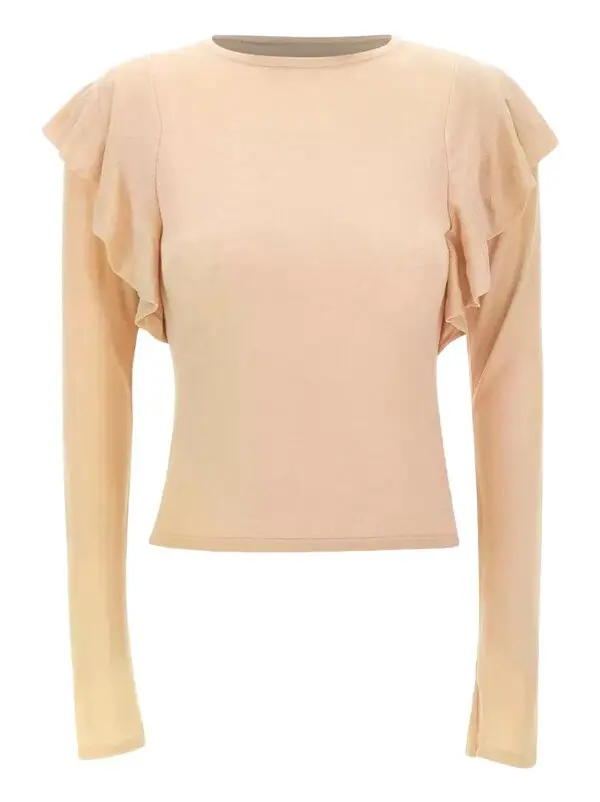 Marella Selva Ruffled Long Sleeve T-shirt - Neutrals
