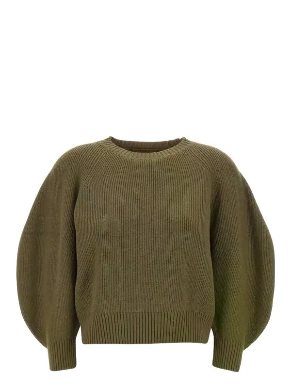 KAOS Ribbed Balloon-sleeve Sweater - Green