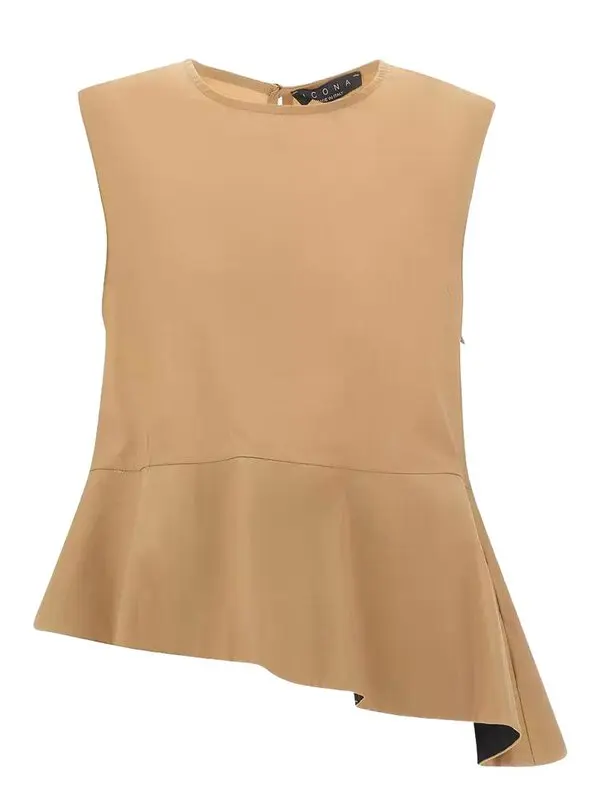 KAOS Asymmetric Ruffled Sleeveless Top - Neutrals