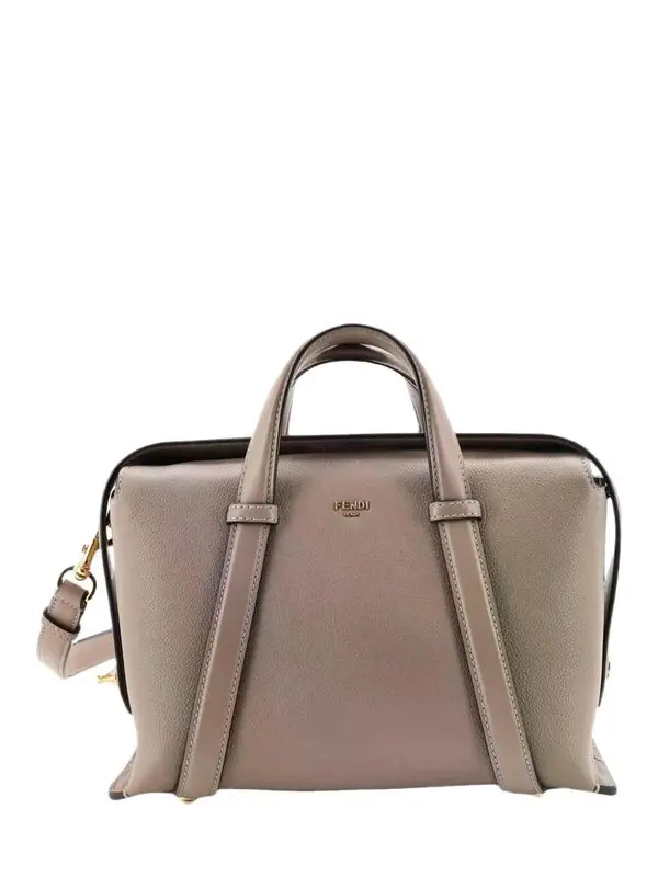 Fendi Boston Bag Leather Medium Shoulder Bag - Neutrals