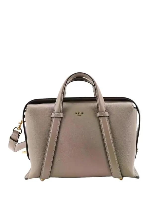 Fendi Boston Bag Leather Medium Shoulder Bag - Neutrals