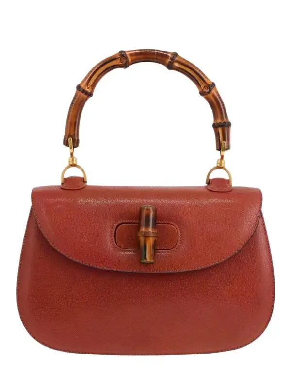 Gucci 1990's Bamboo Grained Tote Bag - Red