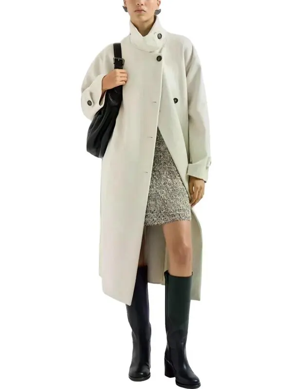 Brunello Cucinelli Mohair And Wool Dazzling Craquelé Embroidery Dress - Neutrals