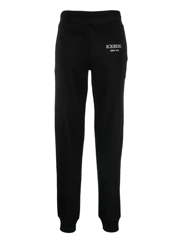 Iceberg Logo-embroidered Cotton Track Pants - Black