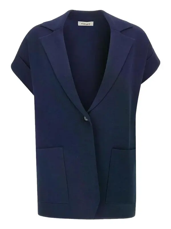 KANGRA Sleeveless Knitted Blazer - Blue