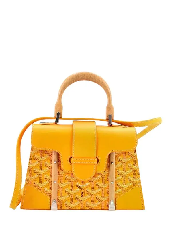 Goyard Structured Saigon Top Handle Bag Coated Canvas With Leather Mini Satchel - Yellow