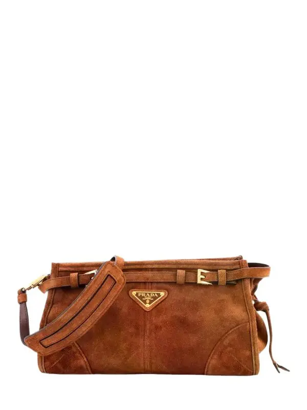 Prada Bonnie Handbag Suede Small Shoulder Bag - Brown