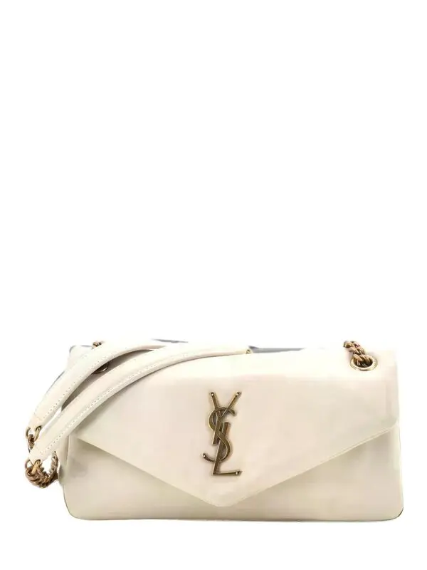 Saint Laurent Calypso Flap Bag Leather Medium Crossbody Bag - Neutrals
