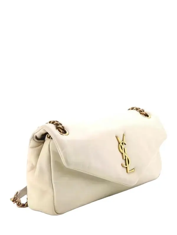 Saint Laurent Calypso Flap Bag Leather Medium Crossbody Bag - Neutrals