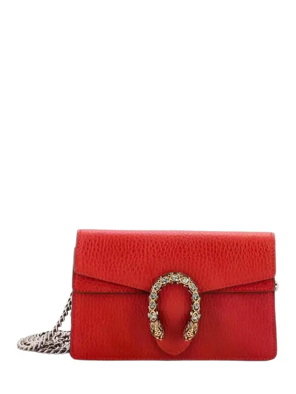 Gucci Dionysus Leather Super Mini Clutch Bag - Red