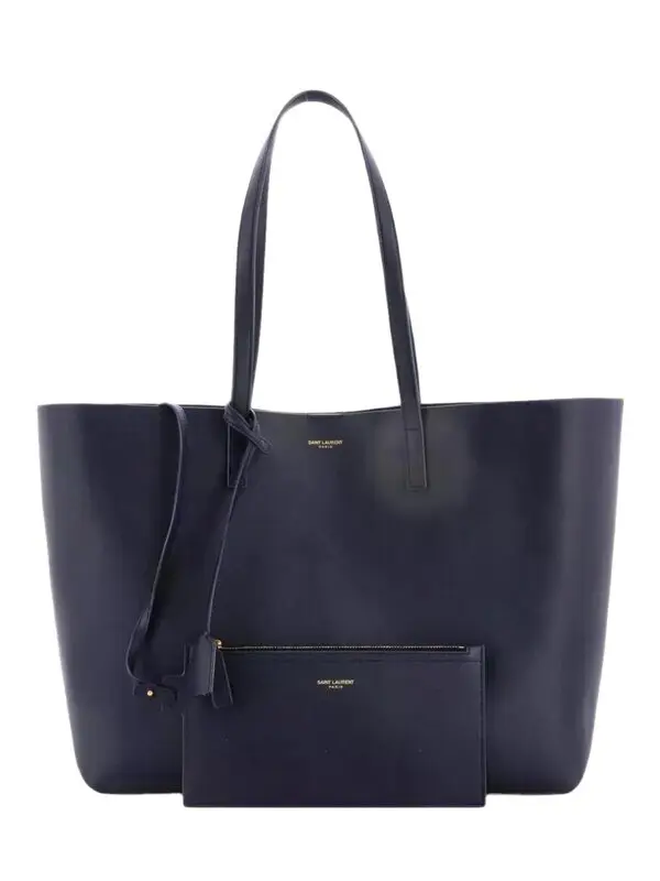 Saint Laurent Shopper Leather Large Tote Bag - Blue