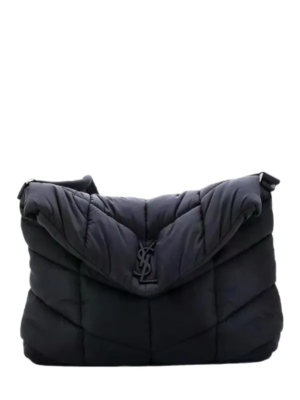 Saint Laurent Loulou Puffer Messenger Bag Quilted Econyl Shoulder Bag - Black