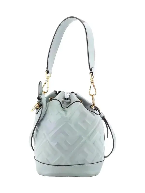 Fendi Mon Tresor Zucca Embossed Leather Mini Bucket Bag - Blue