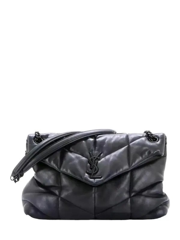 Saint Laurent Loulou Puffer Quilted Leather Medium Shoulder Bag - Black