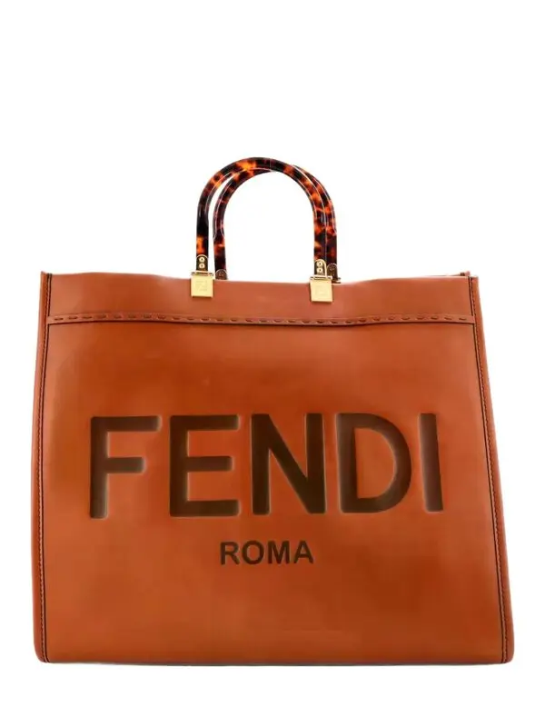 Fendi Sunshine Shopper Large Tote Bag - Brown