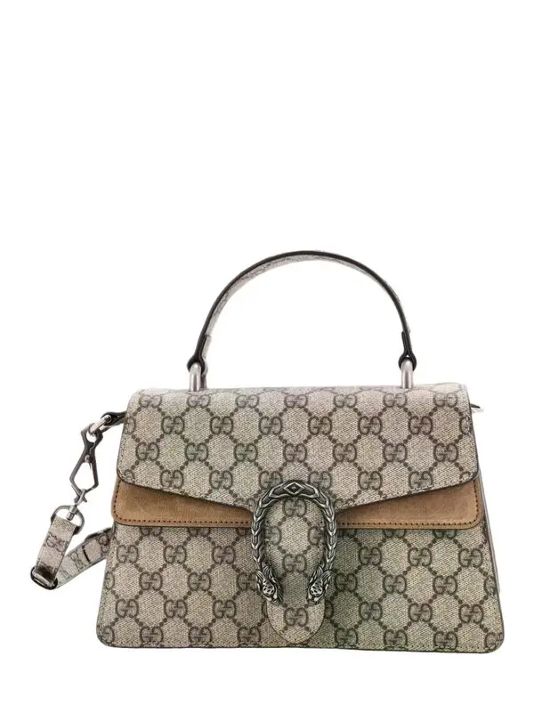 Gucci Dionysus Convertible Top Handle Bag Gg Coated Canvas Small Satchel - Brown