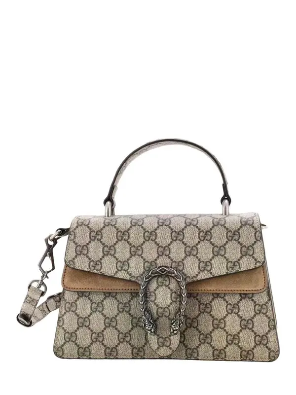Gucci Dionysus Convertible Top Handle Bag Gg Coated Canvas Small Satchel - Brown